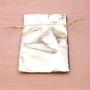 30 Gold Nylon Drawstring Gift Bags, Party Favor Bags (4.7x3.3" & 3.3x2 ...