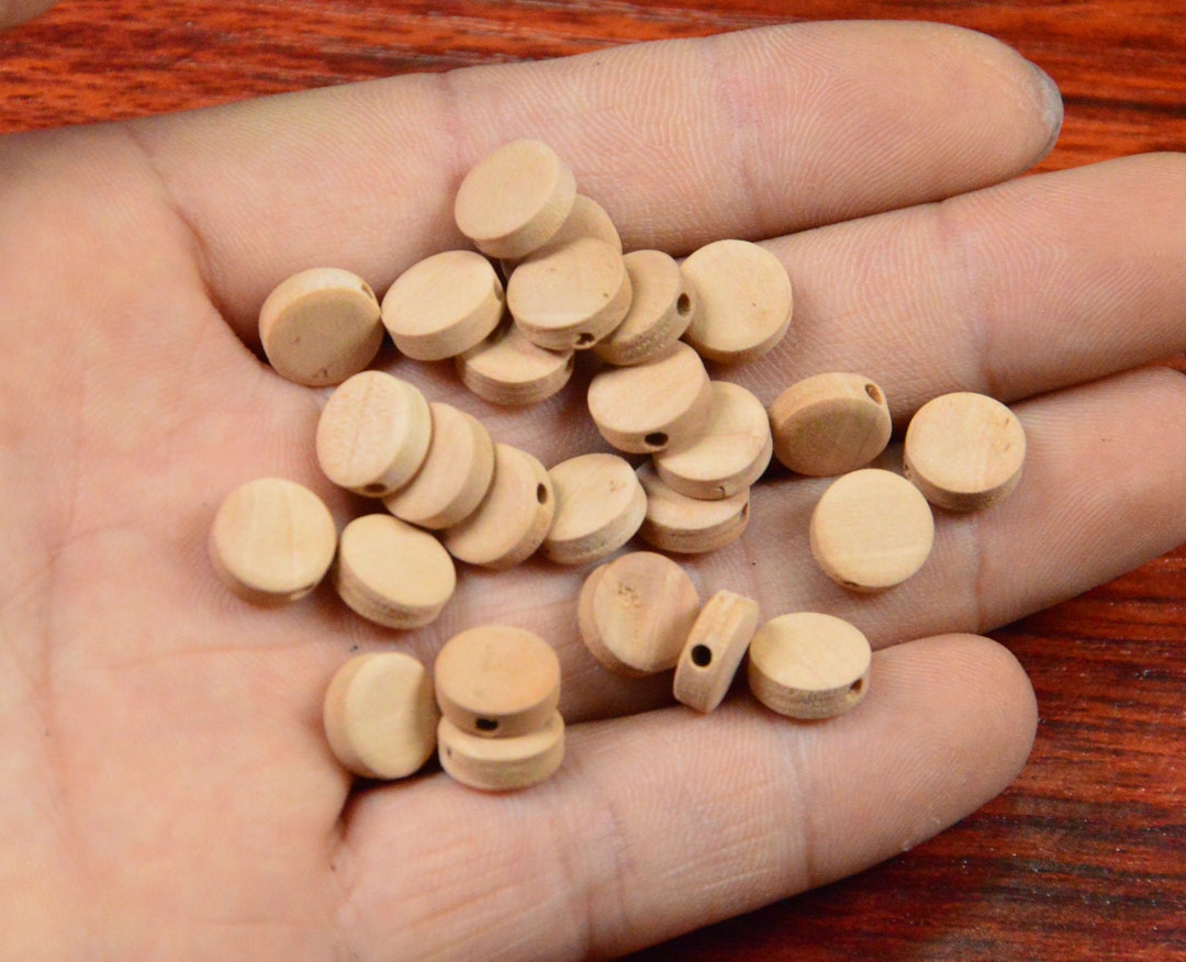 Mini Wooden Disc Bead,30pcs Natural Wooden Circle Bead,disc Beads,round ...