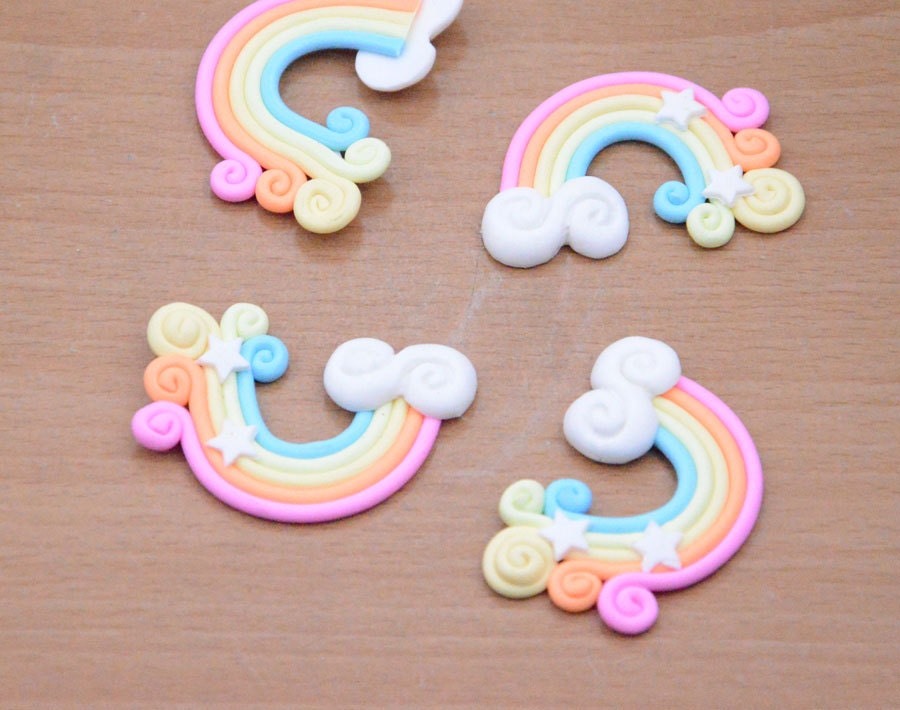 Rainbow charms.Polymer Clay rainbow paster. flat back | Etsy