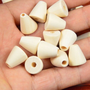 50 Natural Wooden Cone Beads,unfinished Cone Wood Beads,wooden Drop ...