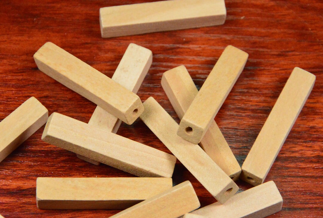 20pcs Wood Tube Beads,square Wooden Tubes,unfinished Natural Wooden ...