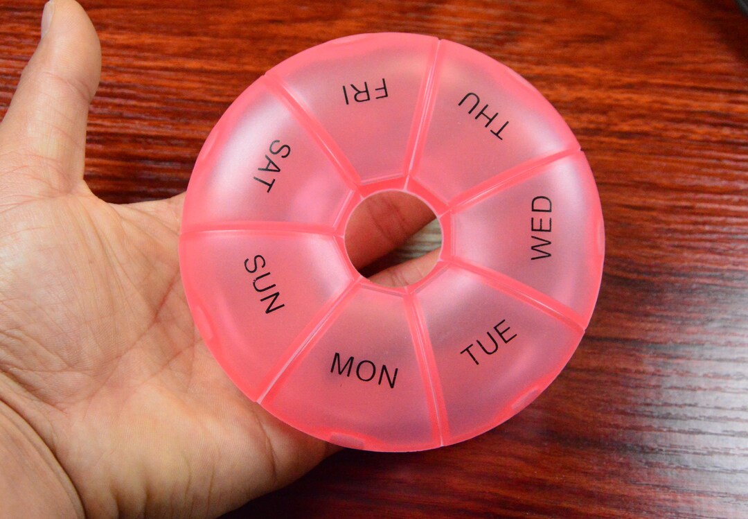 Round Plastic Box Pill Box,pill Medicine Box,7 Grids Round Box Storage ...
