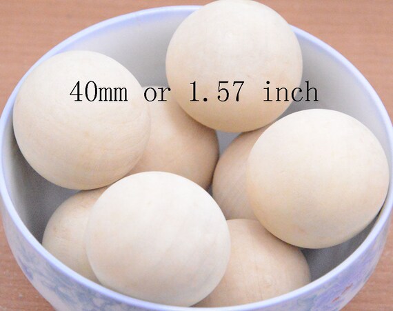 6 Wood Balls1.57 Large Wood Beads40mm Round Wooden | Etsy