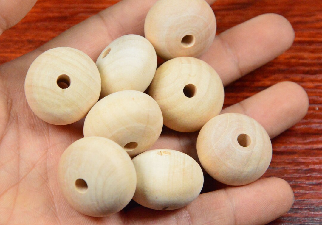 15pcs Wooden Abacus,round Wooden Beads,chunky Wooden Beads,natural ...