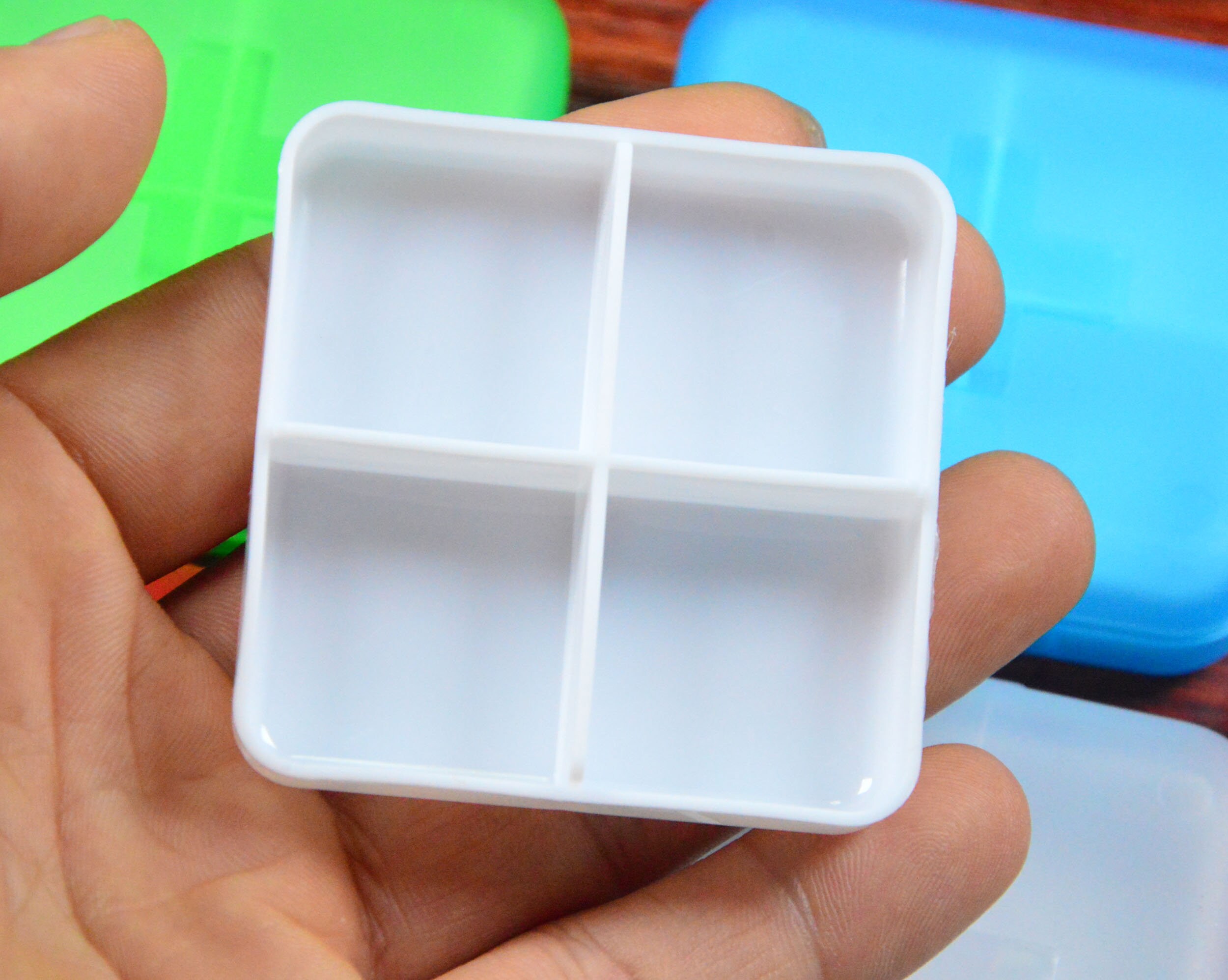 Assorted Color Plastic Boxsquare Plastic Box With 4 Grids - Etsy