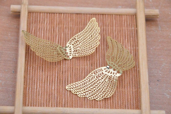 Wing Charm.8pcs Raw Brass Wingwing Pendantfiligree Brass | Etsy
