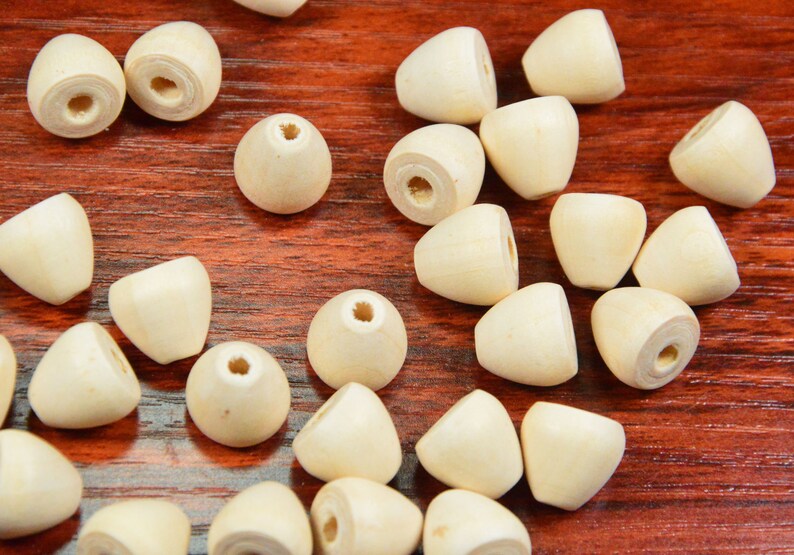 Natural Wooden Cones,20 Cone Wooden Beads,unfinished Wood Cone Beads ...