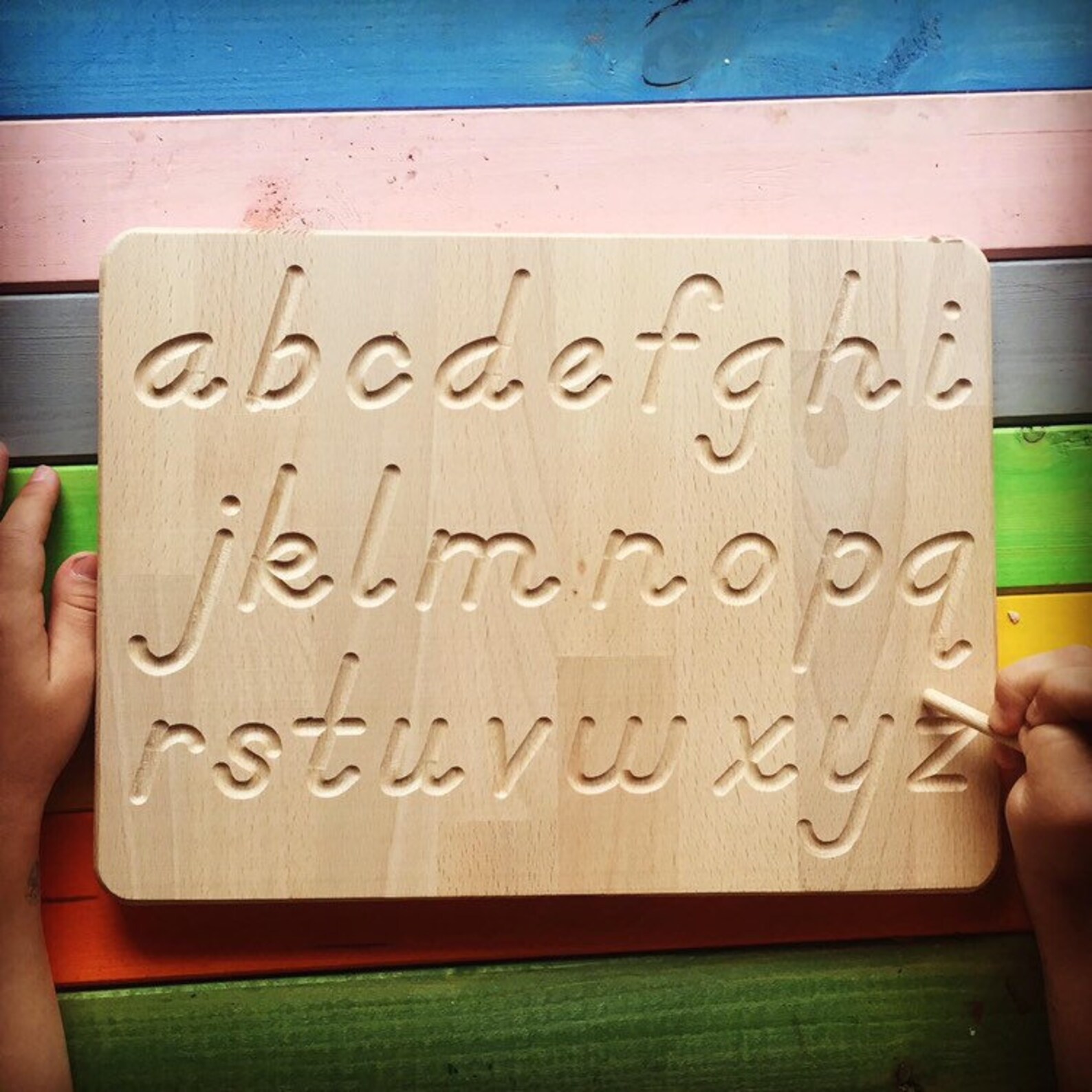 Montessori Alphabet Tracing Board Made of Wood Uppercase - Etsy Canada