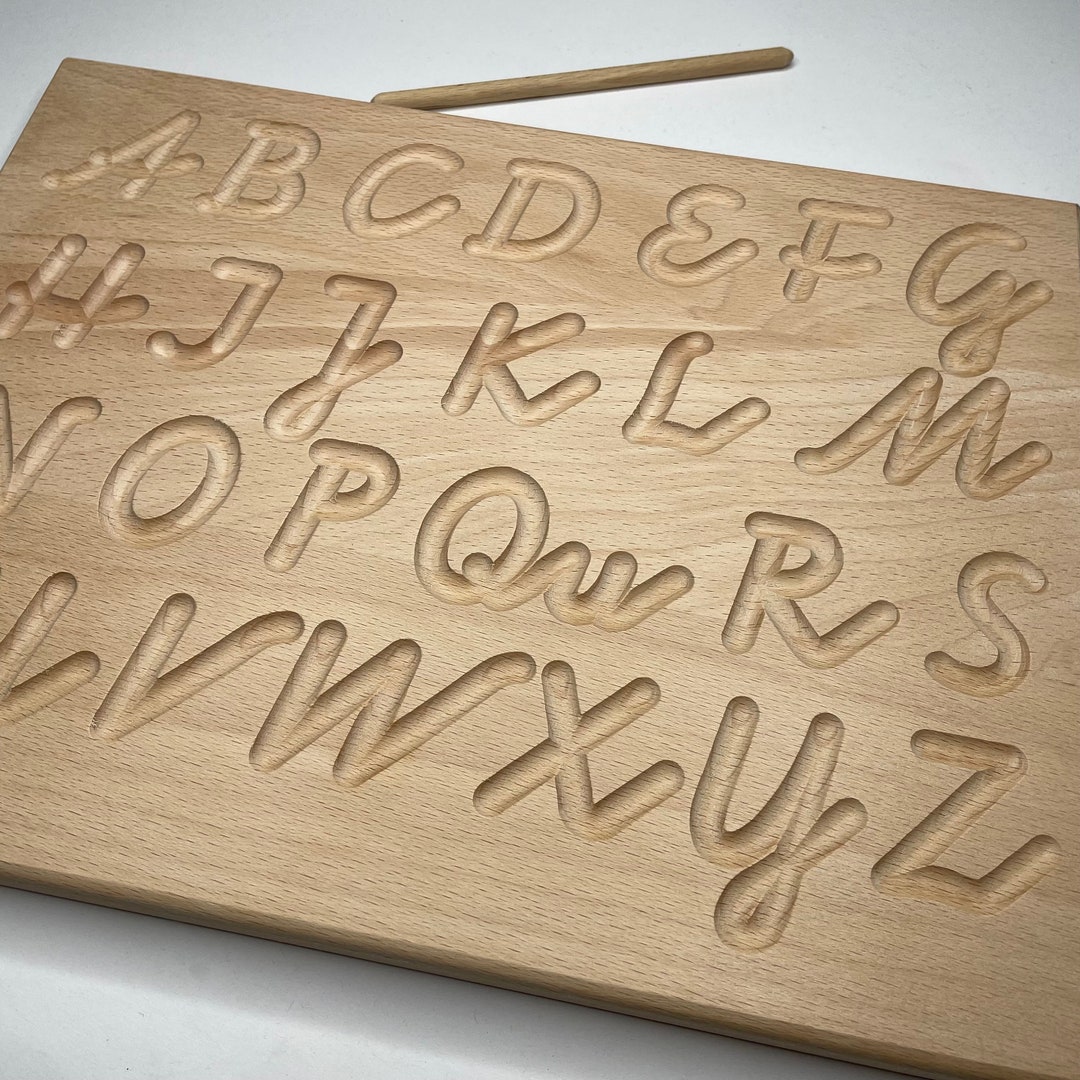 Learn Handwriting on Montessori Alphabet Board Made of Wood in Upper ...