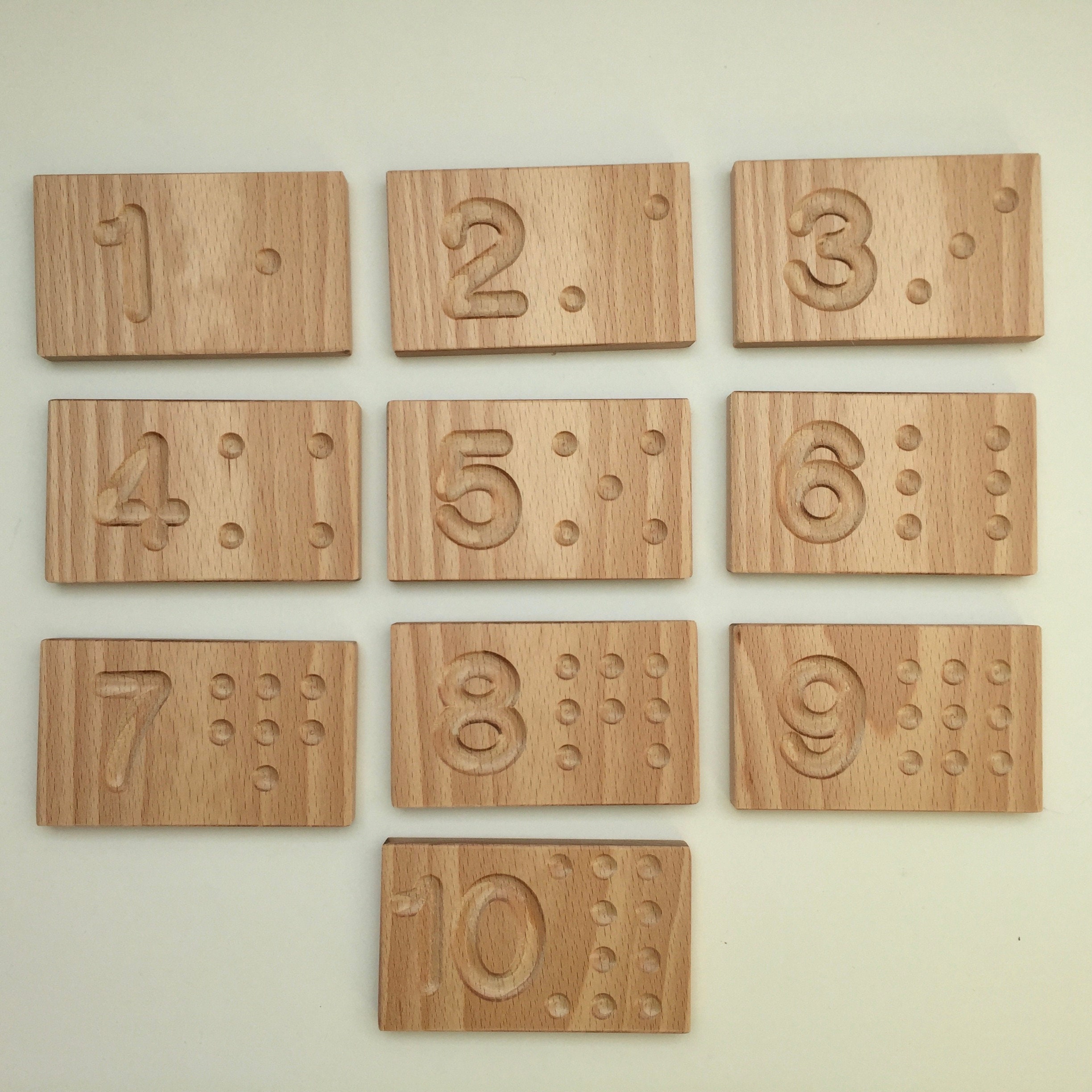 Montessori Domino Number Tracing Cards Made of Wood | Etsy