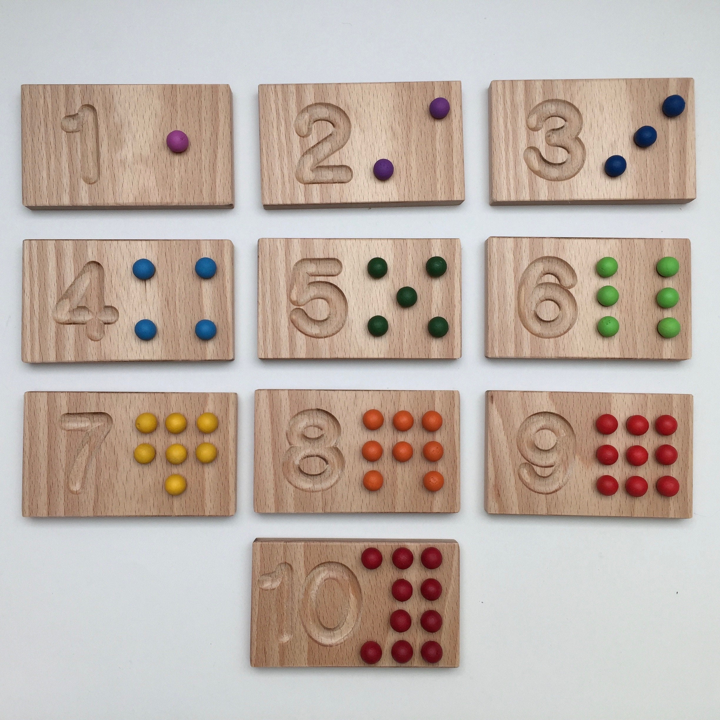 Montessori Domino Number Tracing Cards Made of Wood | Etsy