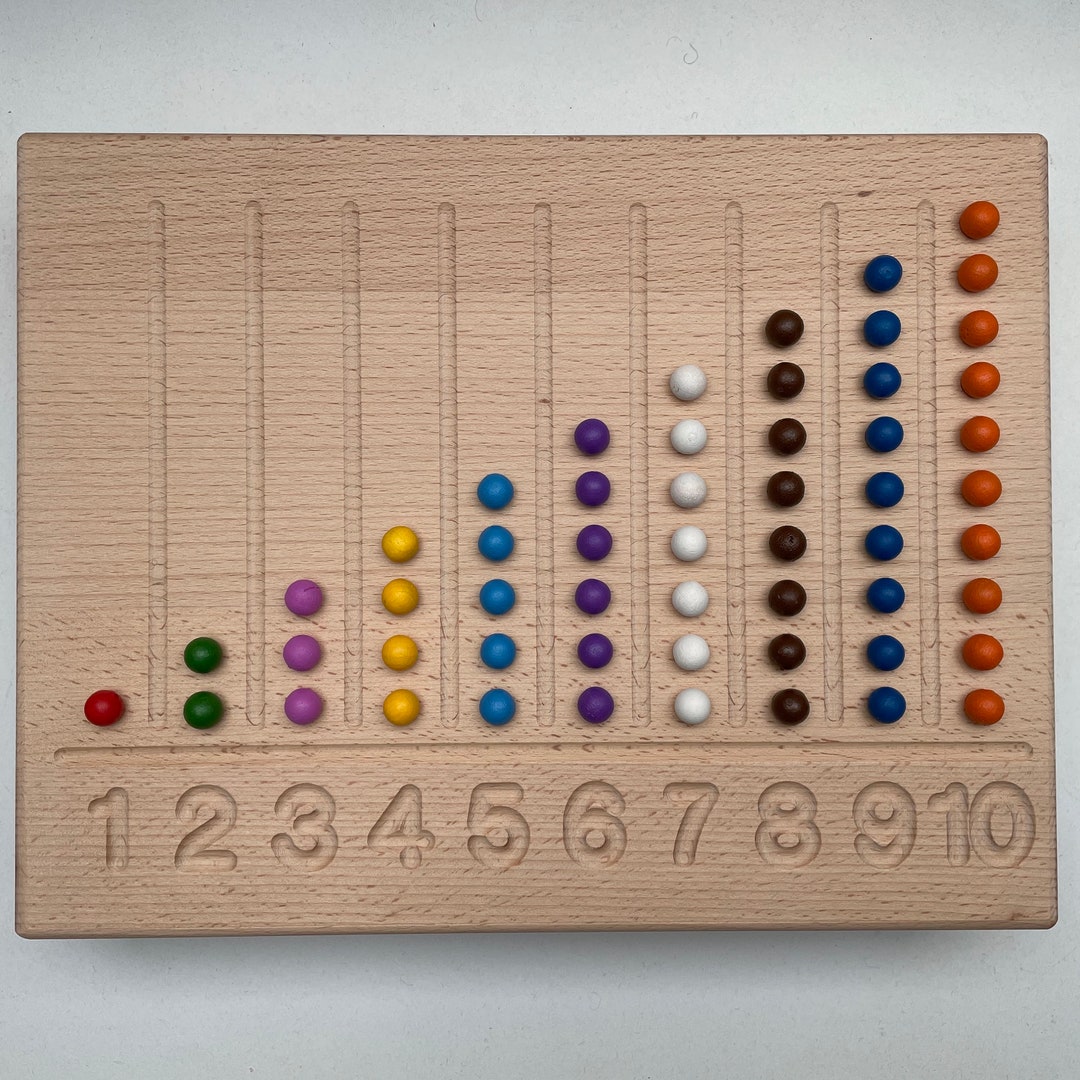 Montessori Number Tracing and Counting Board in Montessori Colors - Etsy