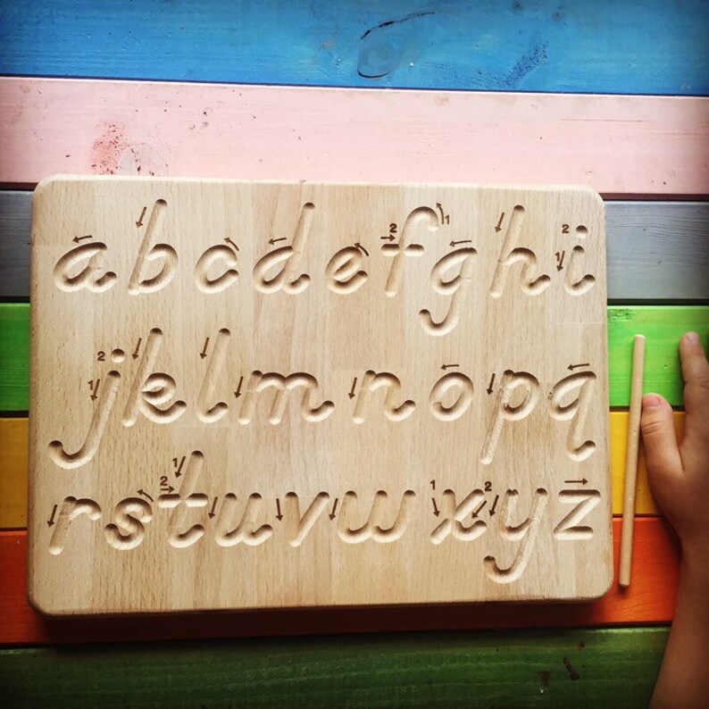Montessori Alphabet Tracing Board Made of Wood - Uppercase - And/or ...