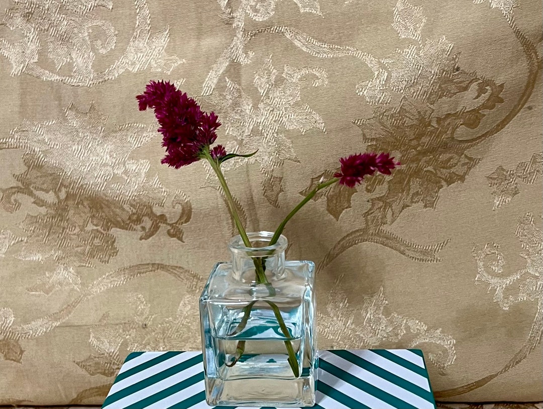 CLEAR GLASS FLOWER Vase Unique Square Shape - Etsy
