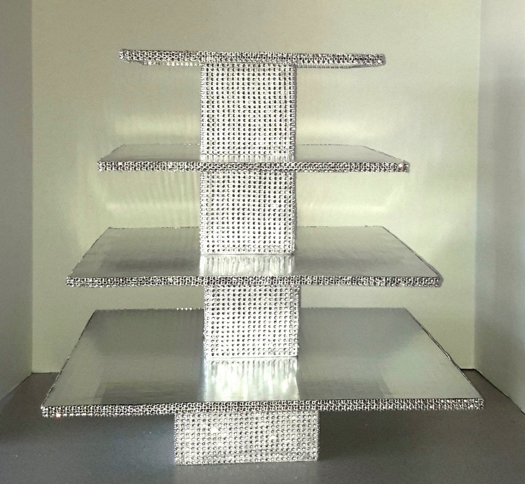 CUPCAKE STAND BLING Silver Square Fully Assembled Featuring - Etsy