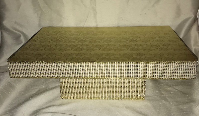 SHEET CAKE STAND 3 Common Rectangle Sizes 6" Tall 22 Rhinestone Colors ...