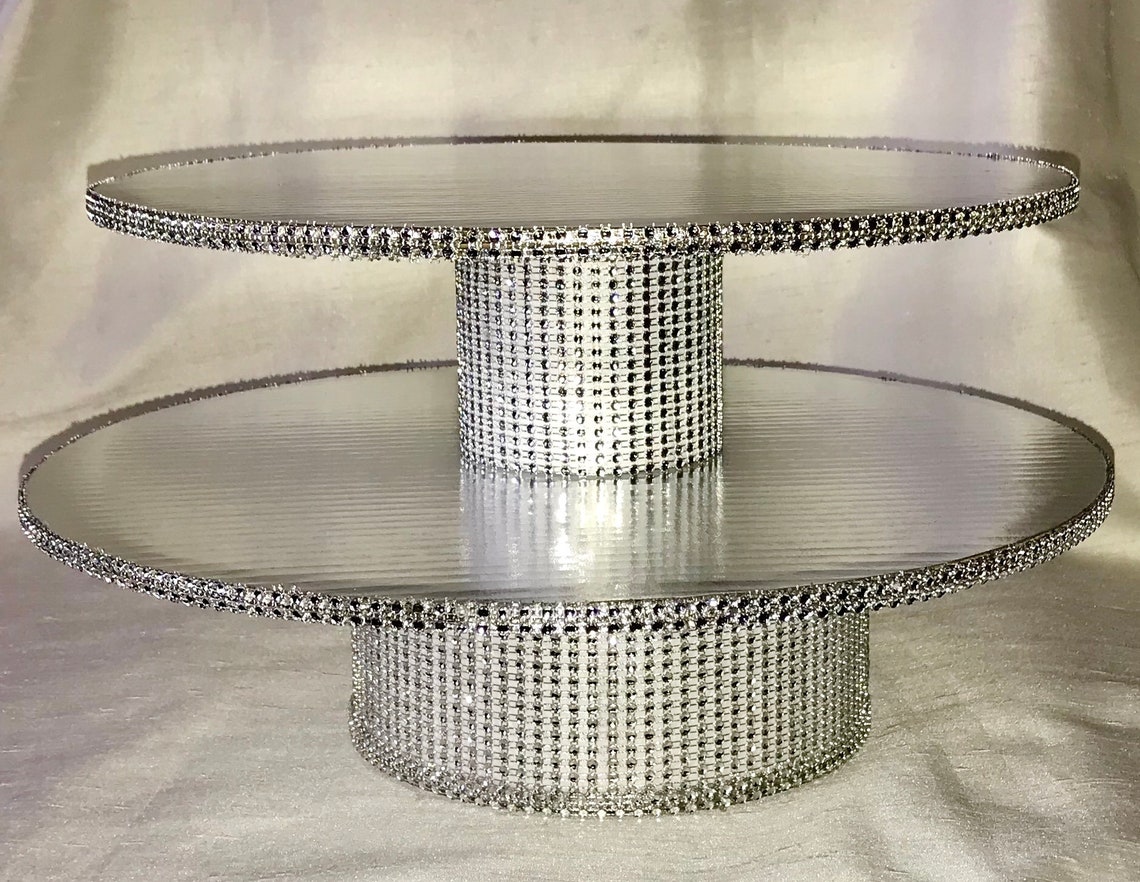 FOUR TIER SILVER Round Rhinestone Cupcake/dessert Holder With Mirror on ...