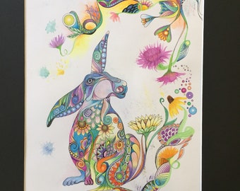 Zentangle rabbit zentangle bunny colored bunny colored rabbit | Etsy