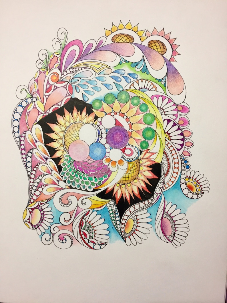 Zentangle Flowers: 14x11 In, Abstract Flowers, Flower Art, Colored ...