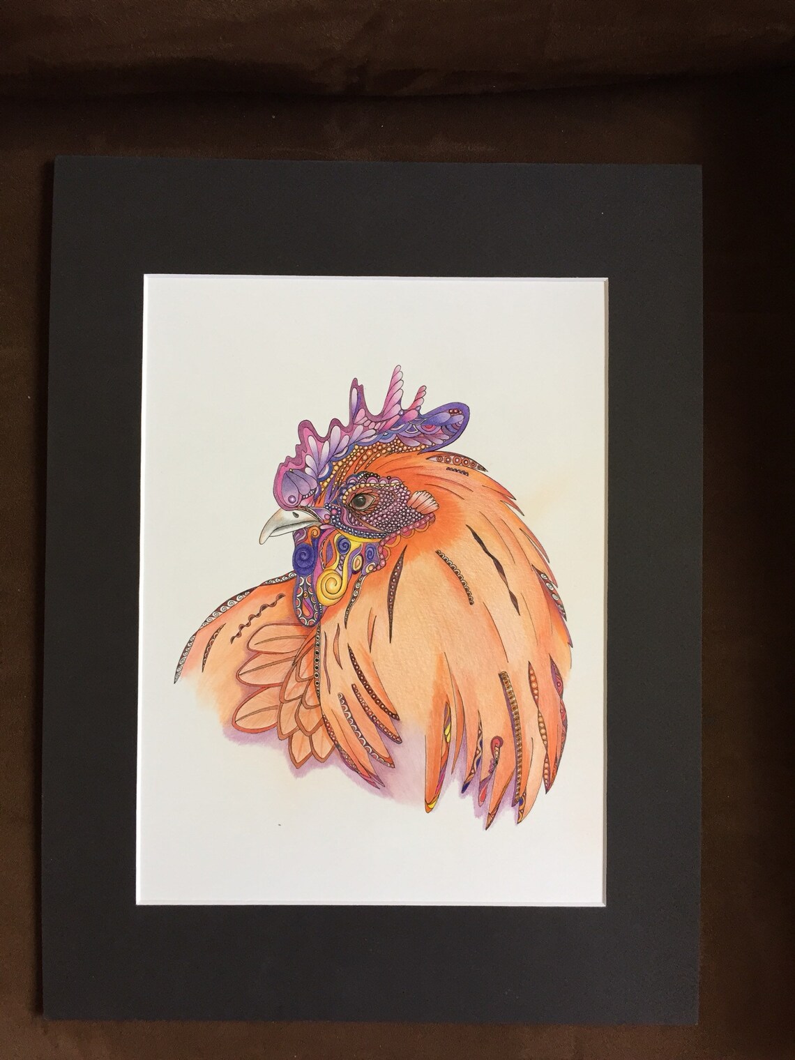 Colored Rooster Zentangle Rooster Hand Drawn Original Art Chicken Art ...