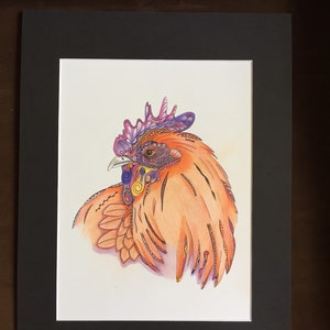 Colored Rooster Zentangle Rooster Hand Drawn Original Art Chicken Art ...