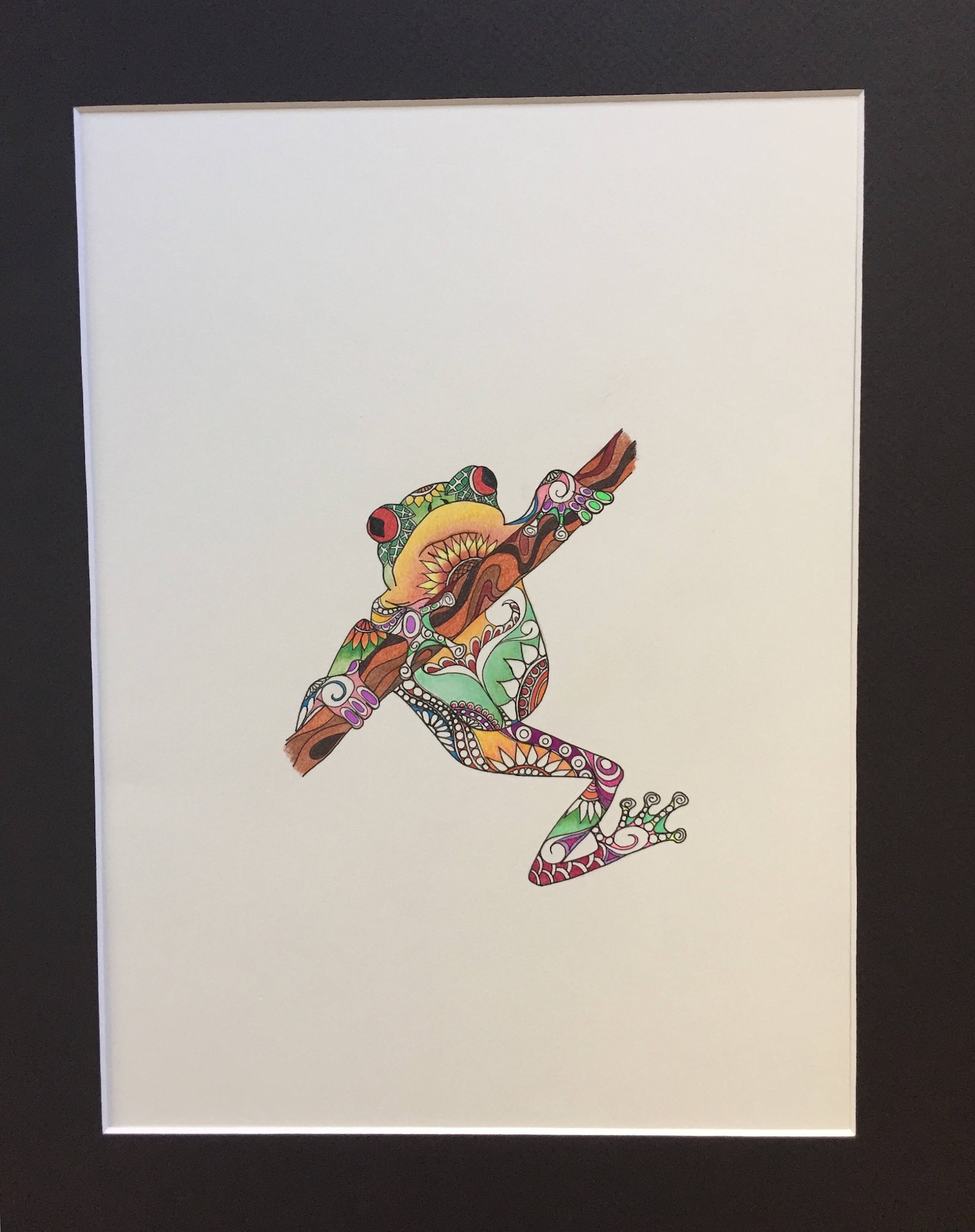 Zentangle Frog, Frog Art, Colored Frog, Hanging Frog, Colored Zentangle ...