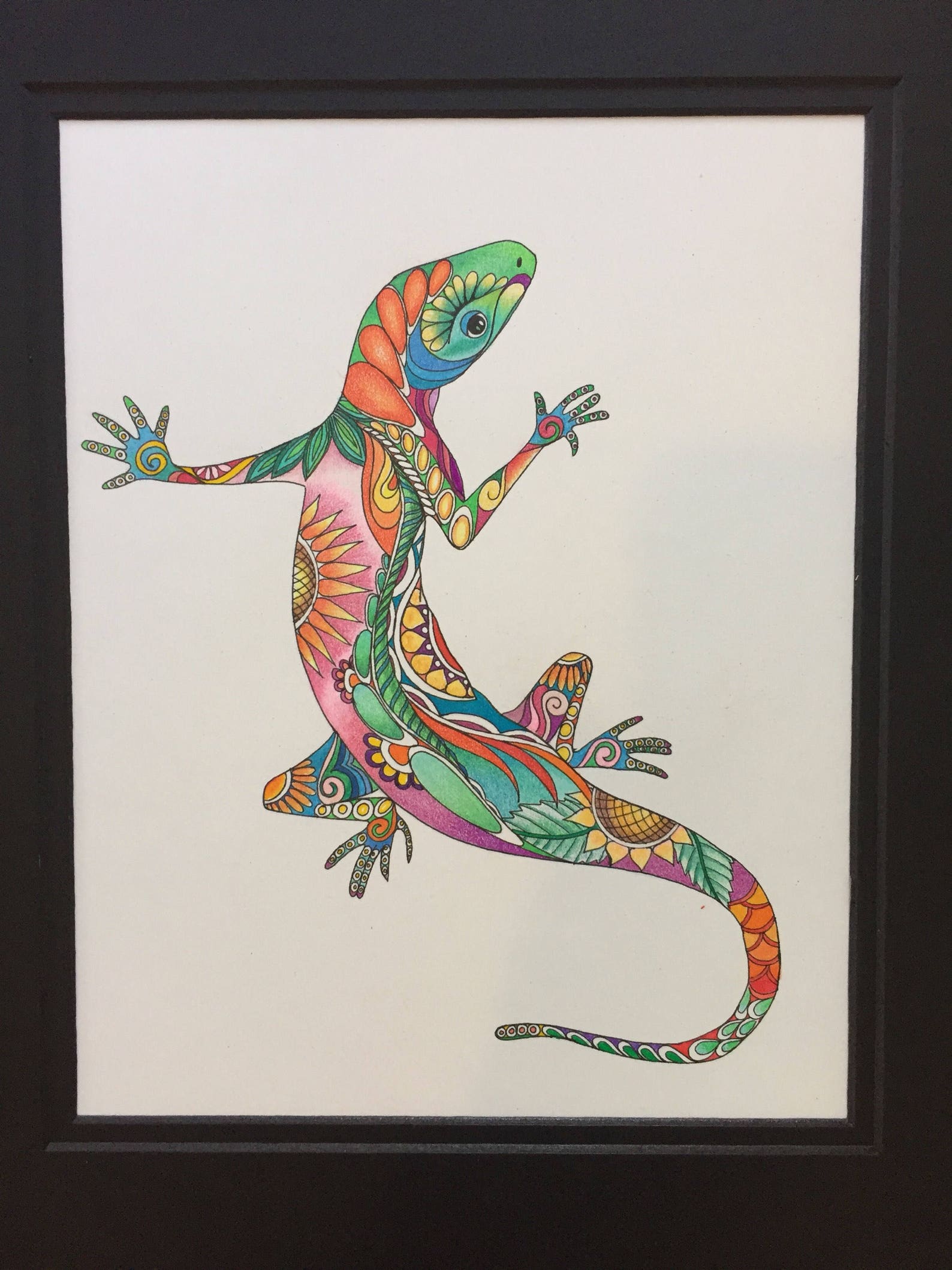 Zentangle Lizard, Colored Lizard, Lizard Art, Colored Zentangle ...