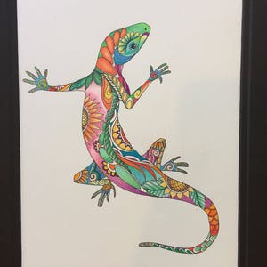 Zentangle Lizard, Colored Lizard, Lizard Art, Colored Zentangle ...