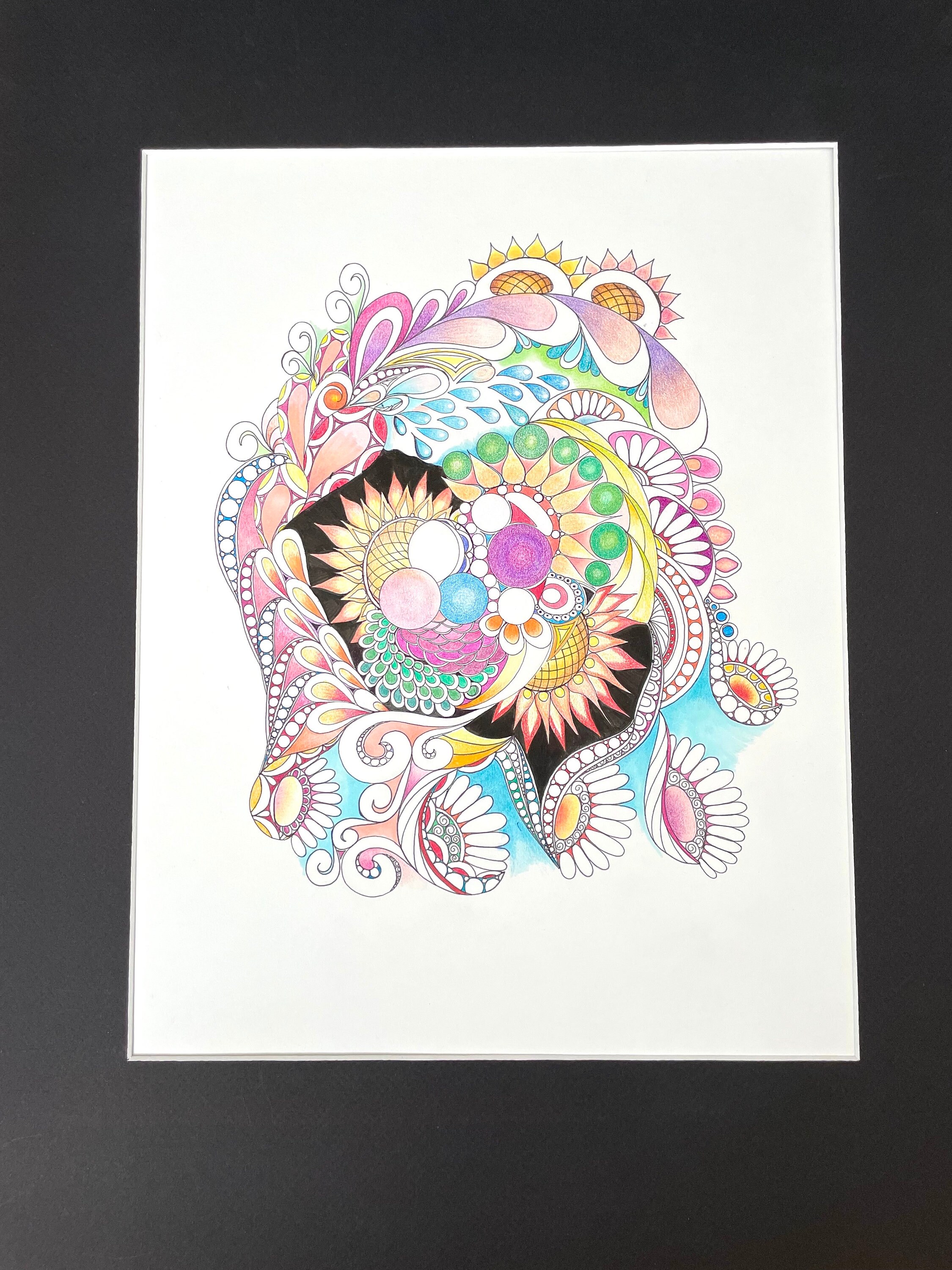Zentangle Flowers: 14x11 In, Abstract Flowers, Flower Art, Colored ...
