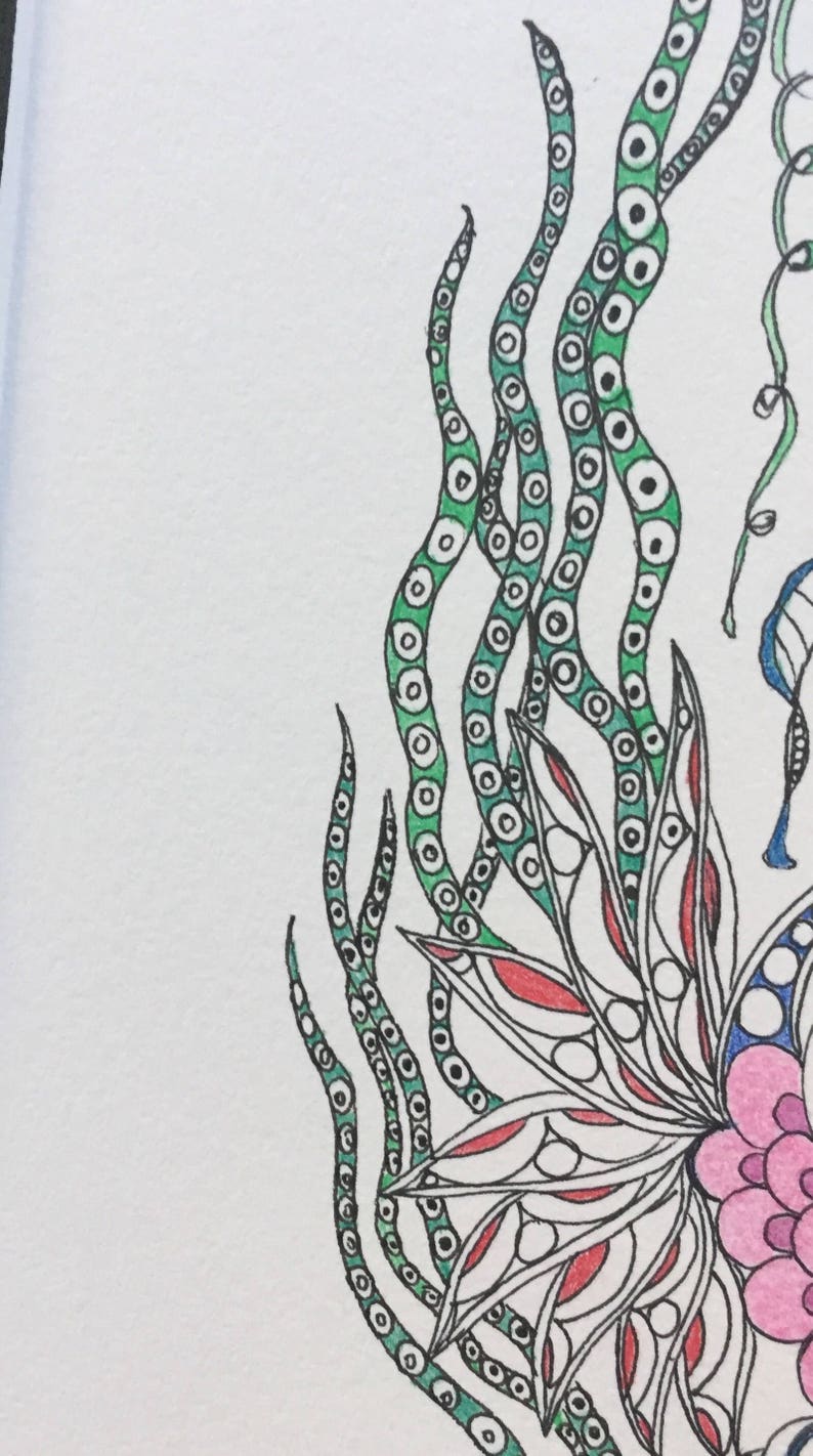 Zentangle marine art sea art zentangle art colored | Etsy