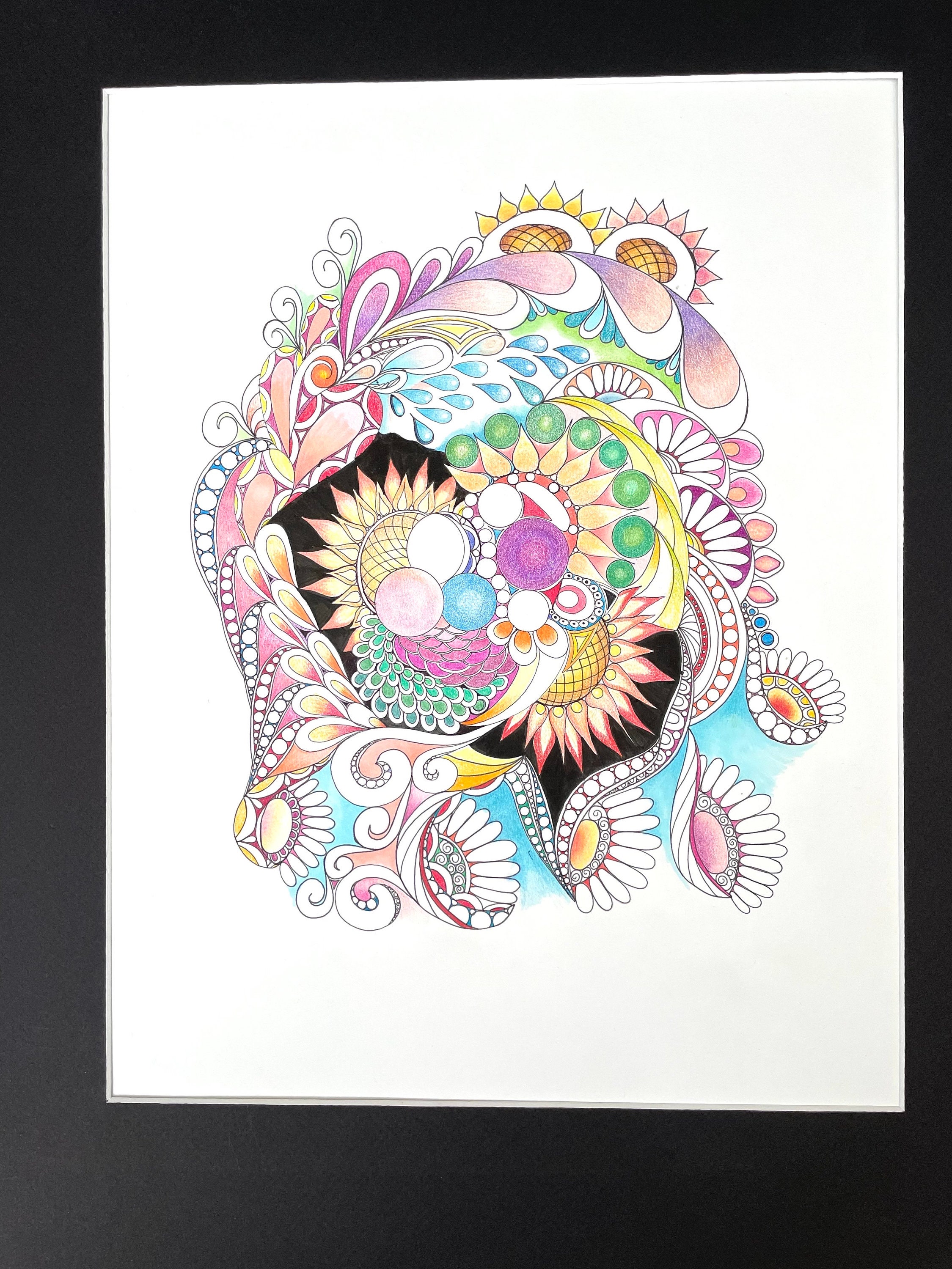 Zentangle Flowers: 14x11 In, Abstract Flowers, Flower Art, Colored ...