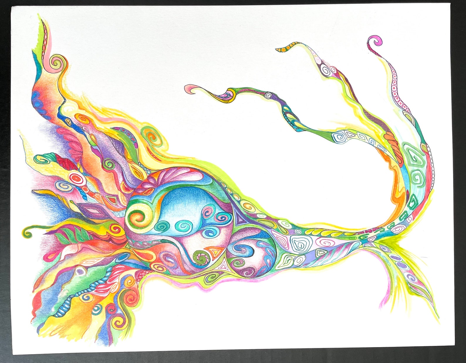 Dripping Spheres: 14x11in Zentangle Abstract Zentangle Drawing Abstract ...