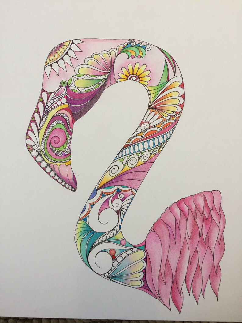 Zentangle Flamingo Pink Flamingo Flamingo Art Colored Zentangle Bird ...