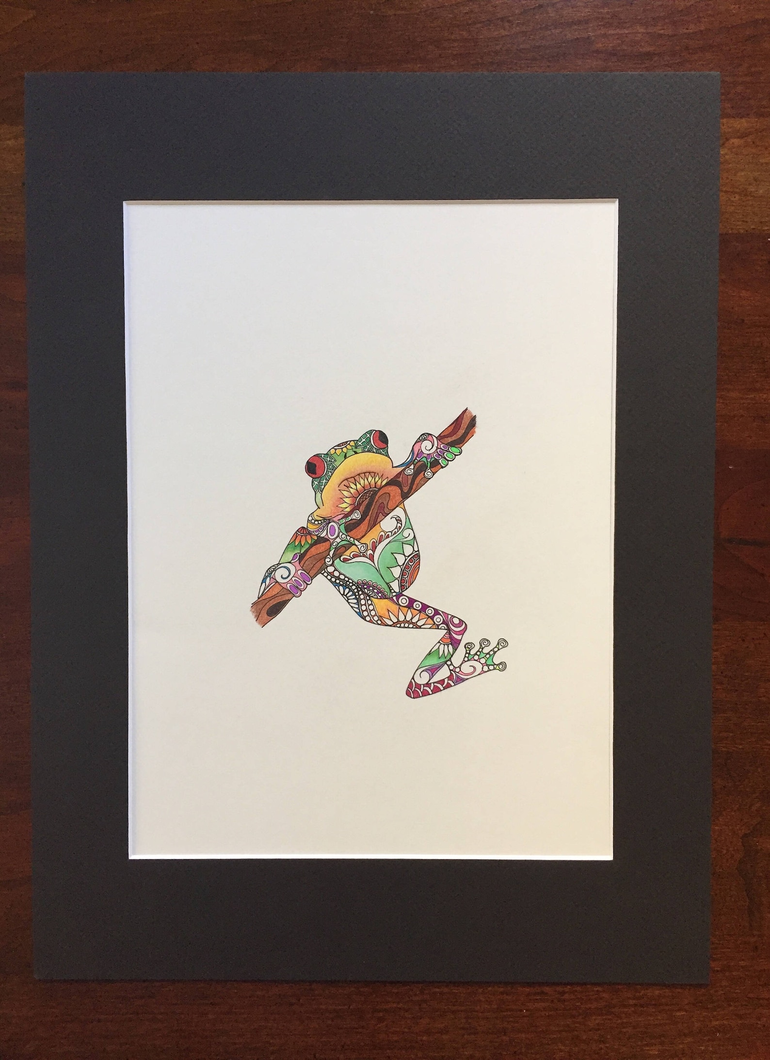 Zentangle Frog, Frog Art, Colored Frog, Hanging Frog, Colored Zentangle ...