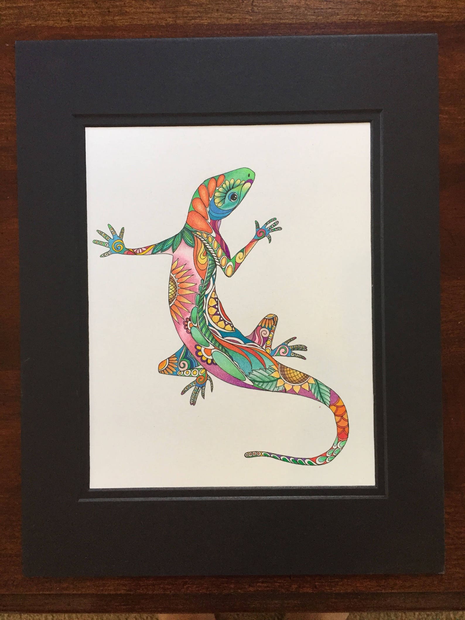 Zentangle Lizard, Colored Lizard, Lizard Art, Colored Zentangle ...