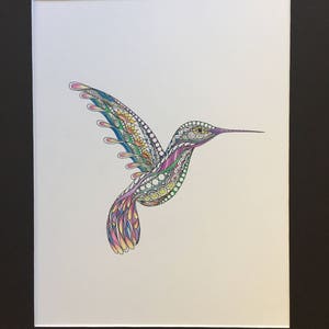 Zentangle Hummingbird: 14 X 11 In. Bird Art Humming Bird Art Humming ...
