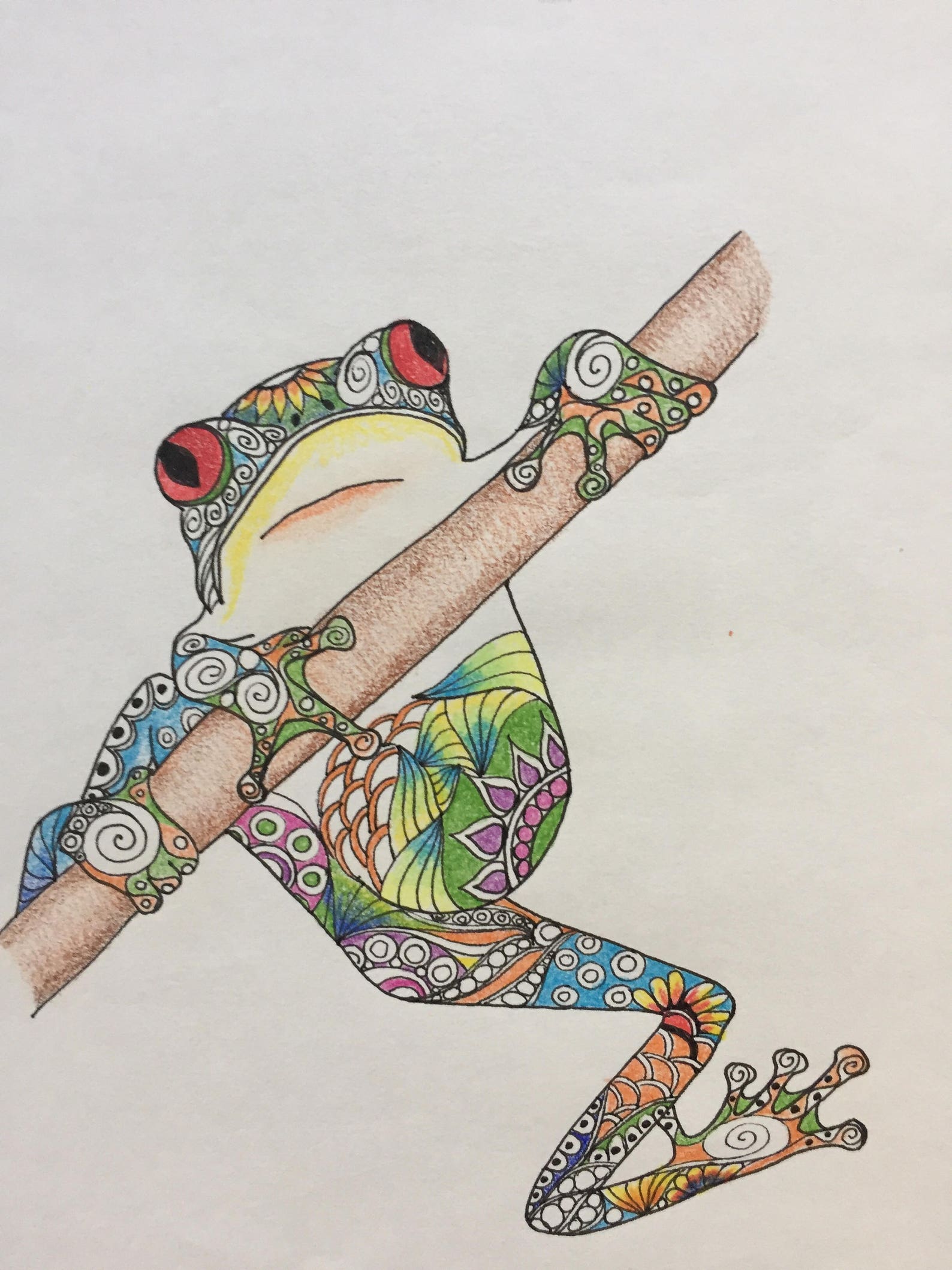 Zentangle Art, Frog Drawing, Hanging Frog, Colorful Frog, Original ...