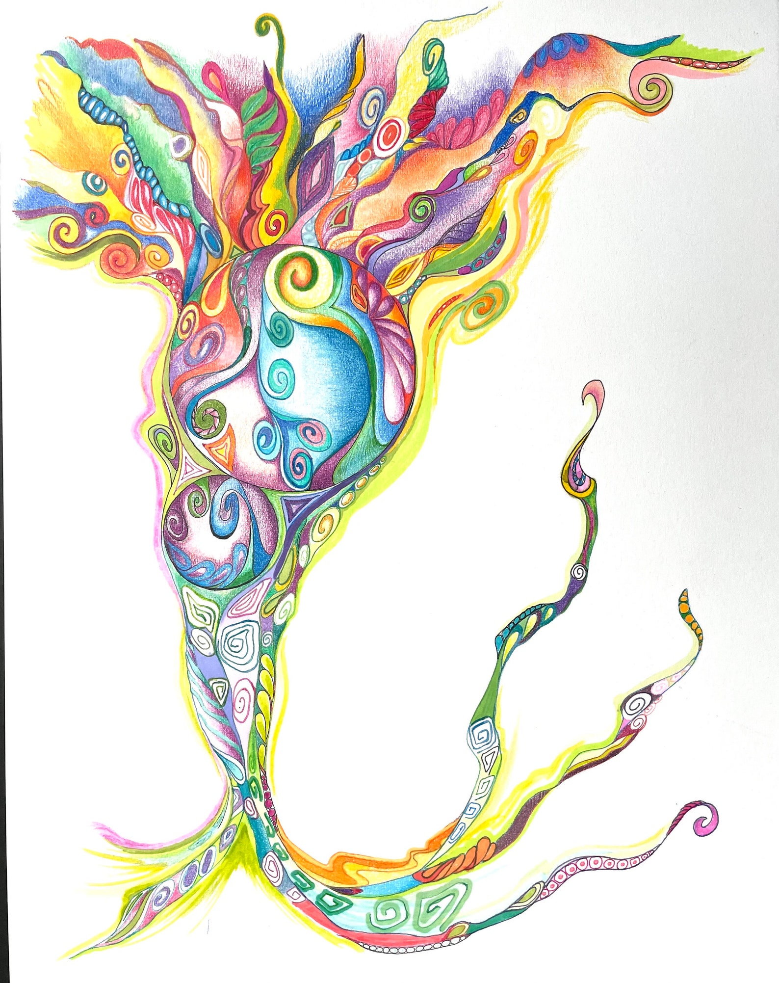 Dripping Spheres: 14x11in Zentangle Abstract Zentangle Drawing Abstract ...