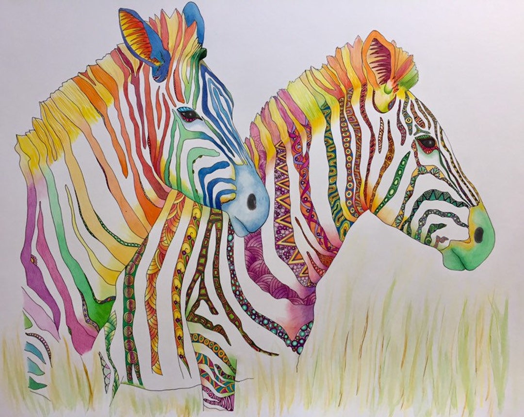 Zentangle Zebra Pair: 24 X 19 In. - Etsy