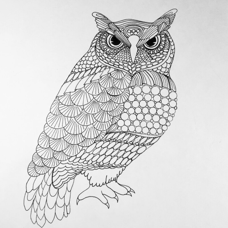Zentangle Owl - Etsy