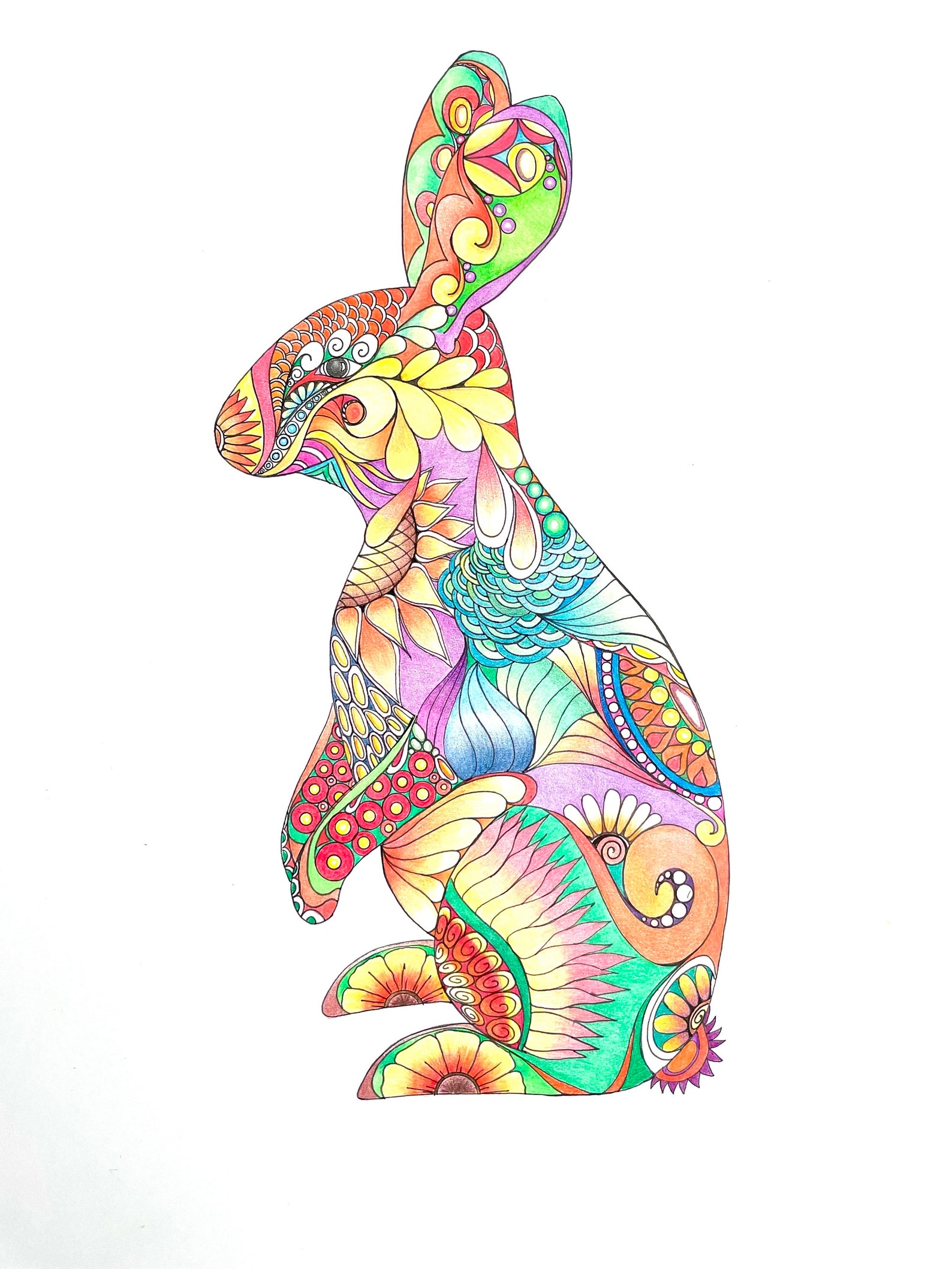 Zentangle Rabbit Zentangle Bunny Colored Bunny Colored Rabbit Bunny Art ...