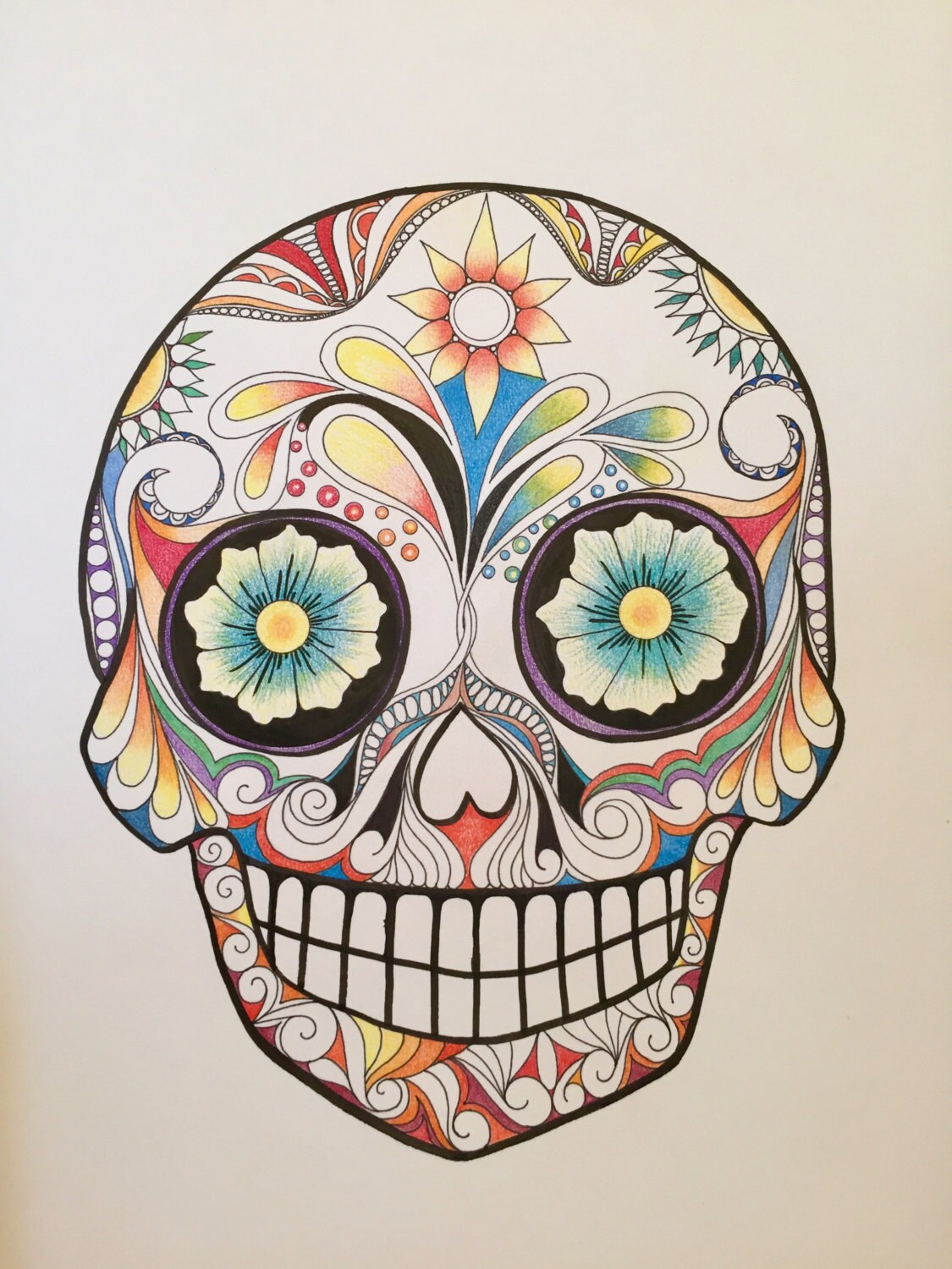 Zentangle Sugar Skull Day of the Dead Skull Zentangle Art - Etsy