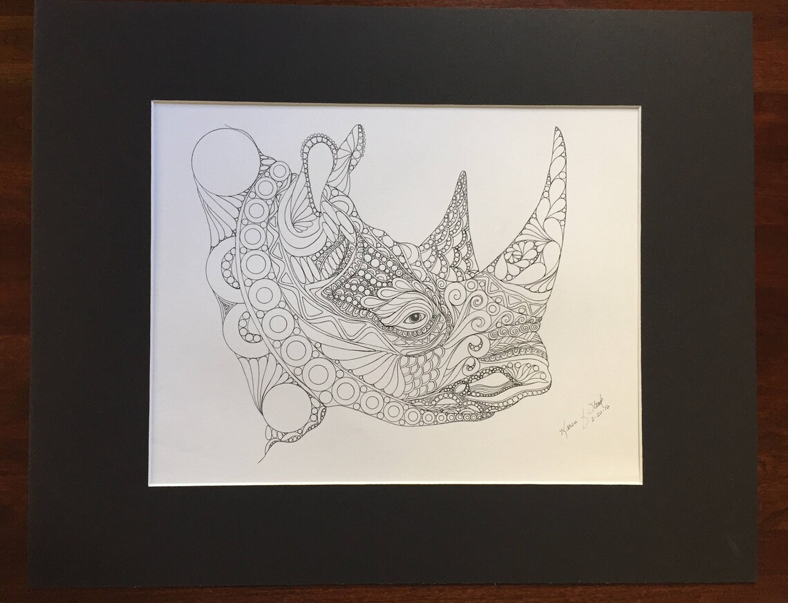 Zentangle Rhino Rhino Art Zentangle Art Rhino Head Safari Art Black ...