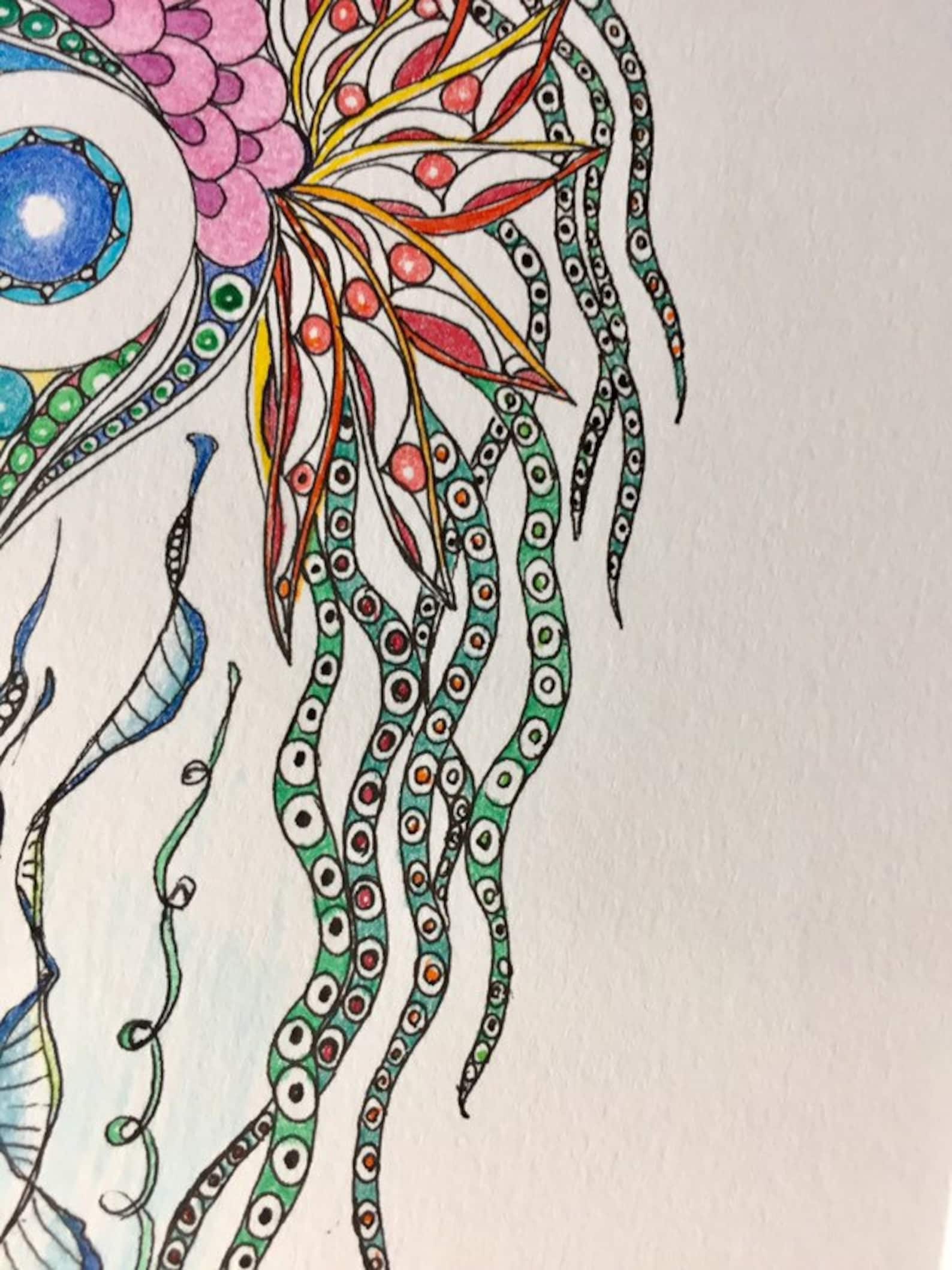 Zentangle Marine Art, Sea Art, Zentangle Art, Colored Zentangle, Marine ...