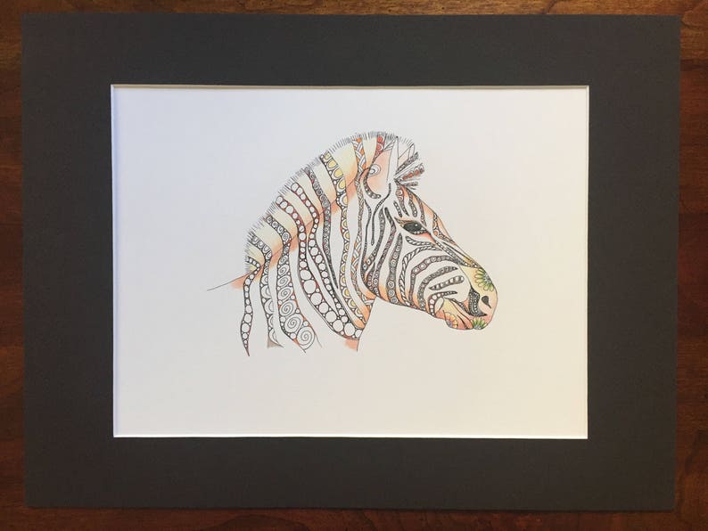 Zentangle Zebra Head: 12 X 9 In. Safari Art Zebra Art Colored Zebra ...