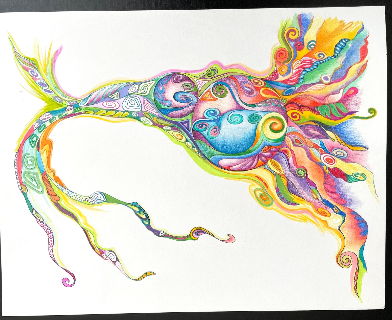 Dripping Spheres: 14x11in Zentangle Abstract Zentangle Drawing Abstract ...