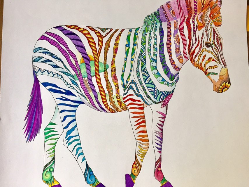 Animal Art Zebra Art Zebra Drawing Zentangle Zebra Colored - Etsy