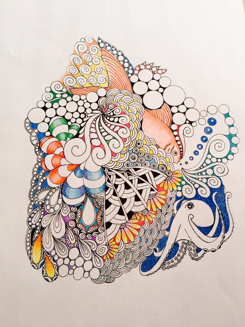 Abstract Zentangle marine zentangle sea art zentangle ocean | Etsy