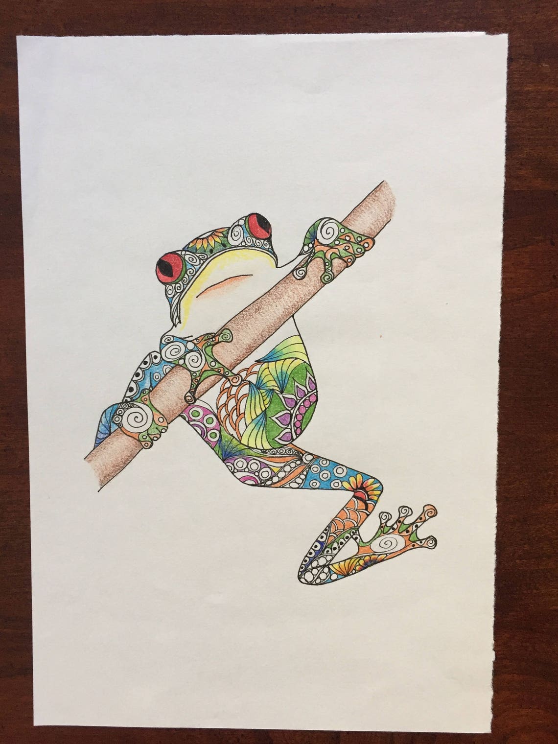 Zentangle Art, Frog Drawing, Hanging Frog, Colorful Frog, Original ...