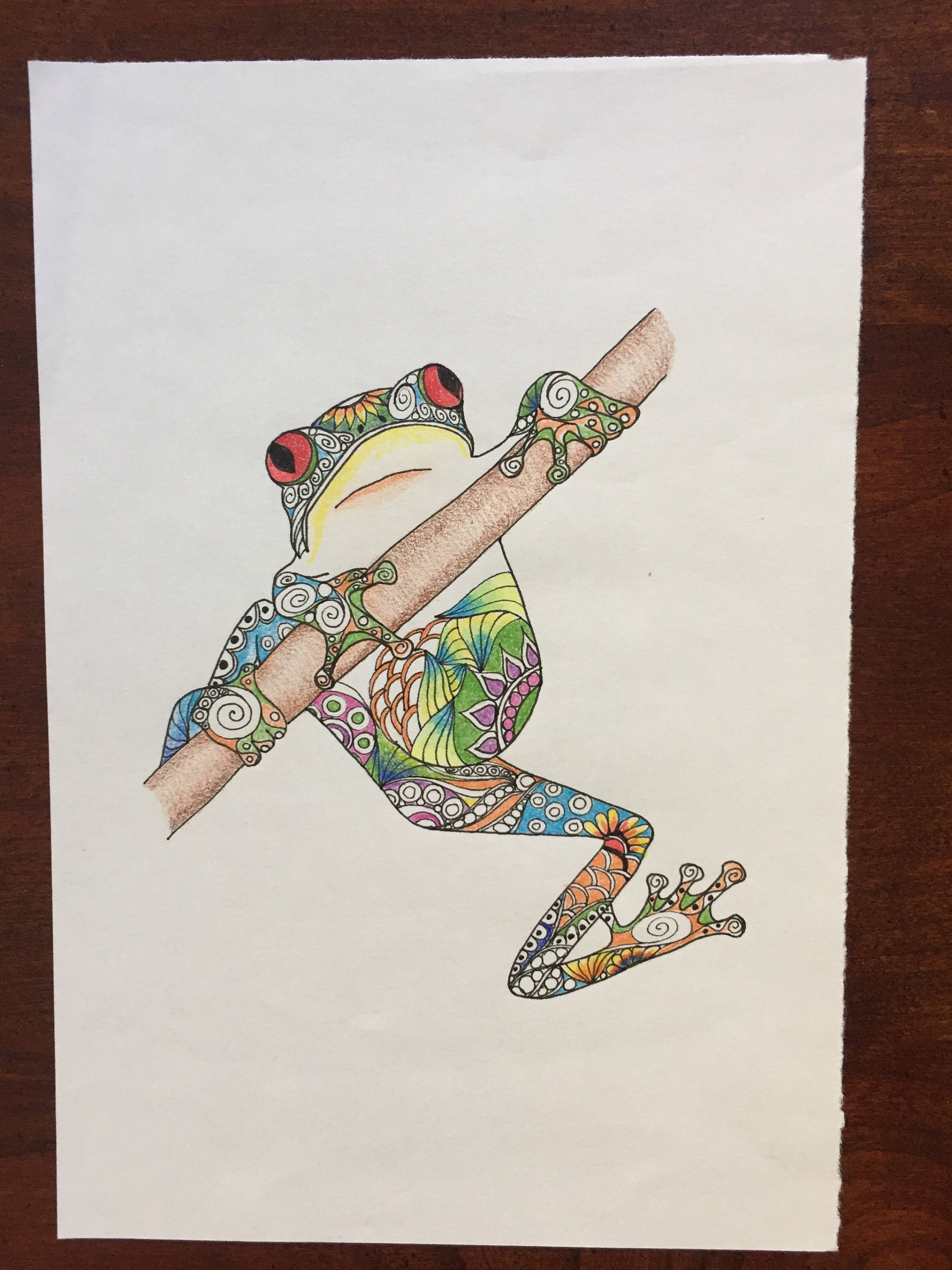 Zentangle Art, Frog Drawing, Hanging Frog, Colorful Frog, Original ...